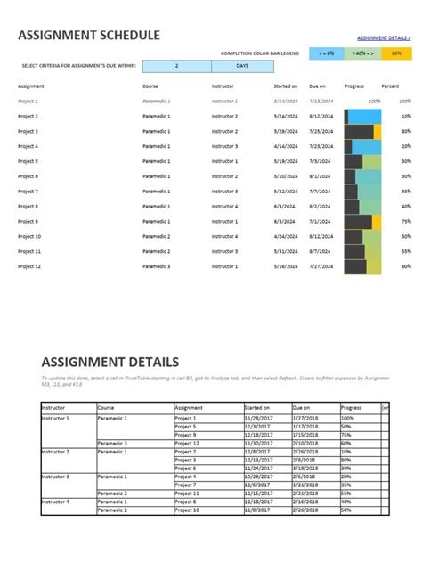 Assignment Schedule Pdf