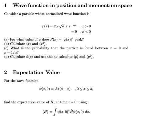 Solved 1 Wave Function In Position And Momentum Space