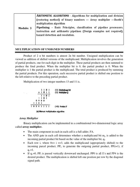 Coa Mod 3 Pdf Division Mathematics Central Processing Unit