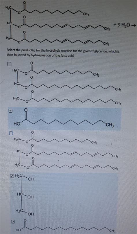 Solved Select The Productis For The Hydrolysis Reaction For Chegg