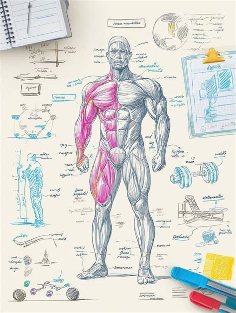 Fitness Infographic Showcasing Hand Drawn Muscle Sketches And Exercise