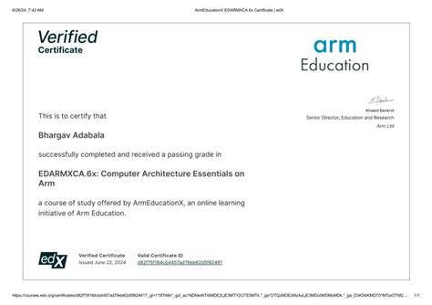 Bhargav Adabala On Linkedin Edx Armeducation Computerarchitecture Arm Lifelonglearning…