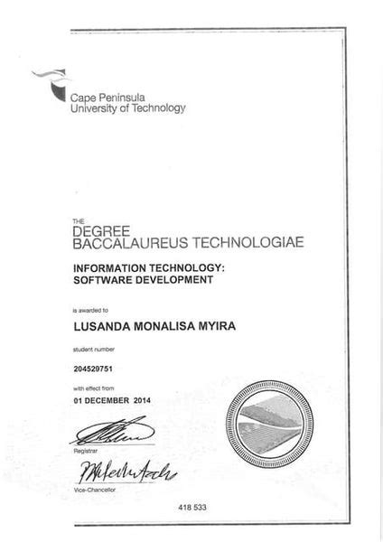 Diploma Certificate Cput