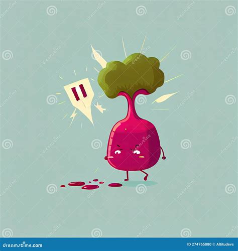 Cute Beetroot Cartoon Character Grabs His Head Cartoon Style Modern Simple Illustration Stock