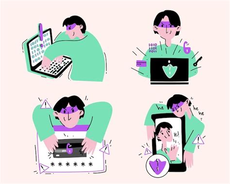 Premium Vector A Set Of Illustrations On The Subject Of Fraud On The