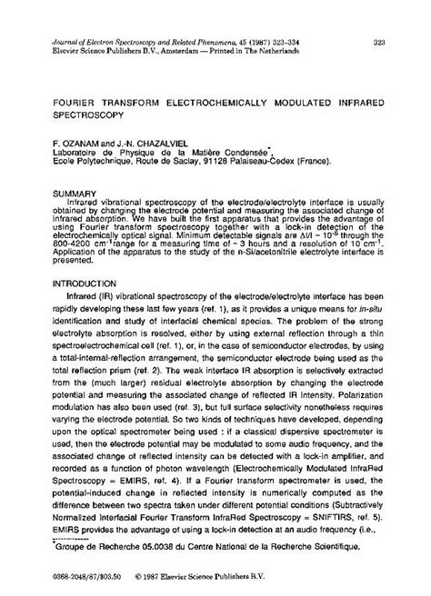 Pdf Fourier Transform Electrochemically Modulated Infrared Spectroscopy Dokumen Tips