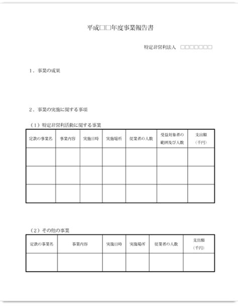 Npo法人 事業報告書 Npo法人設立運営 Net
