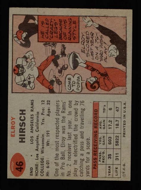1957 Topps Football 046 Elroy Hirsch Starx 65 Exmt Cs23097 Ebay