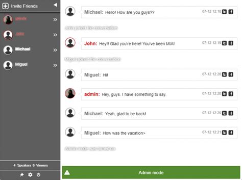 can you mute admin mode the chat online group chat room plugin for