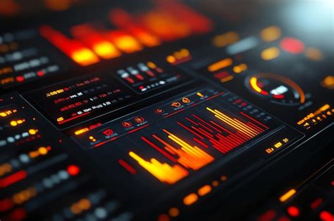Futuristic Digital Interface With Glowing Red And Yellow Lines