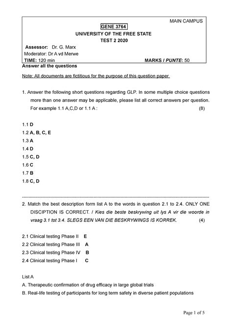 GENE3764 Test2 Short Memo MAIN CAMPUS GENE 3764 UNIVERSITY OF THE