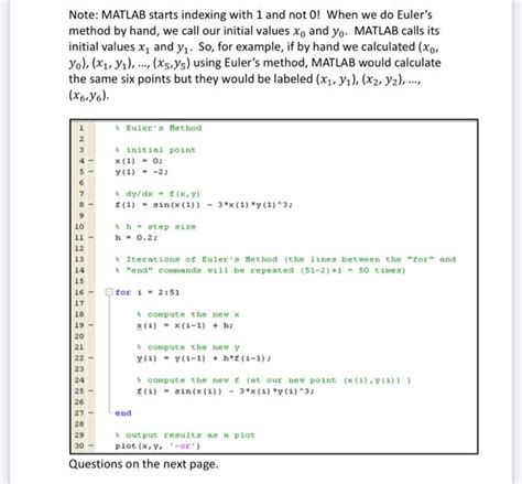 Solved Note Matlab Starts Indexing With 1 And Not O When