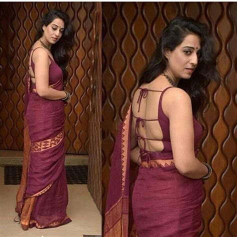 Mahie Gill In Cotton Saree Paired With Matching Sleeveless Backless