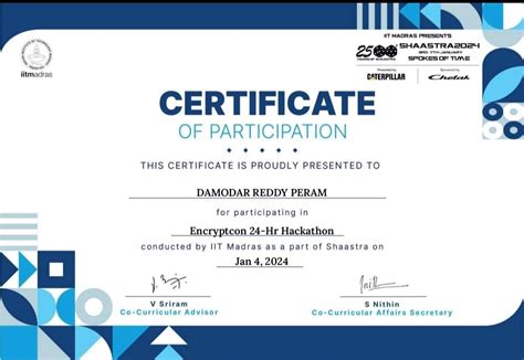 Peram Damodar Reddy On Linkedin Hackathon Shaastra Iitmadras