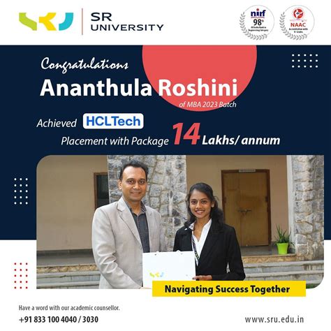 Sru Sruniversity Btech Placementsuccess Hcltech Placement Sr