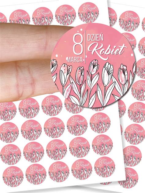 Naklejki na Dzień Kobiet 8 marca DK023 96szt dk023 Gotowe wzory