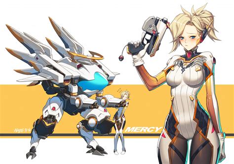 Wallpaper Illustration Gun Blonde Anime Girls Blue Eyes Robot