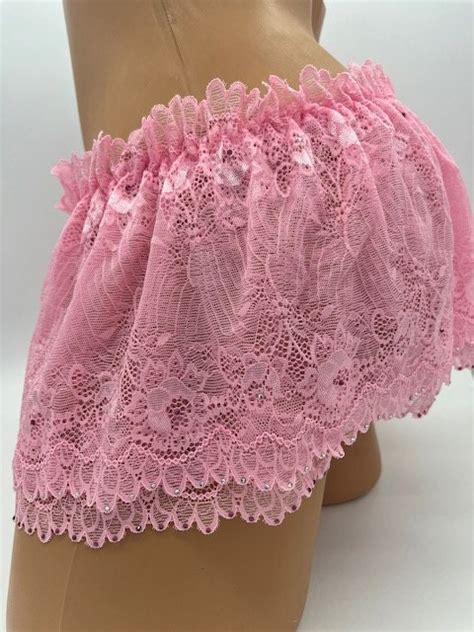 Sparkling Plus Size Pink Lace Thong With Crystal Accents For Curvy