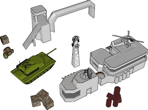 A Military Base In 3d Vector Illustration Isolated On A White Background Vector Truck Missile