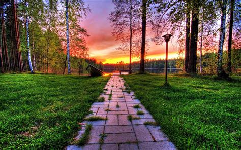 Download Wonderful Pathway During Sunset Wallpaper Wallpapers Com