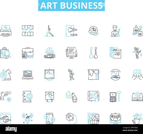 Art Business Linear Icons Set Gallery Exhibit Selling Auction