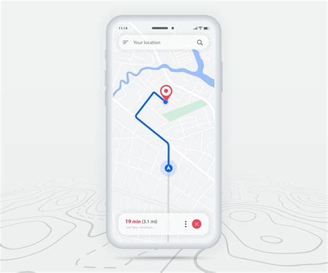 Map GPS Navigation Smartphone Map Application And Red Pinpoint Screen App Search Map