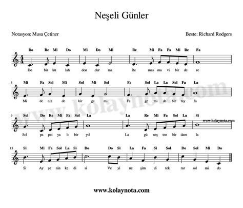 Neşeli Günler Do Re Mi Notaları Kolaynota
