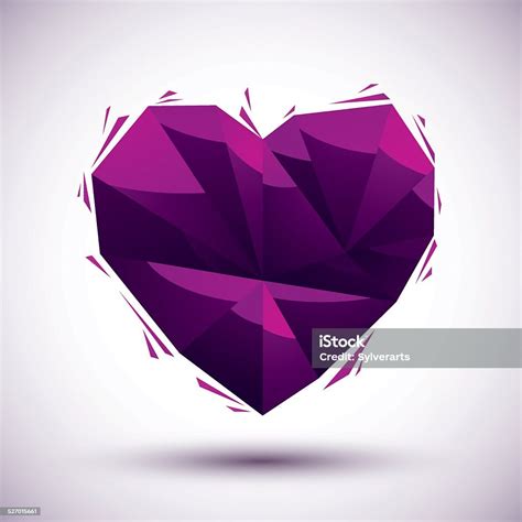 보라색 심장 기하학적 3d 아이콘크기 이루어진 현대적인 스타일 3차원 형태에 대한 스톡 벡터 아트 및 기타 이미지 3차원 형태 개념 개념과 주제 Istock