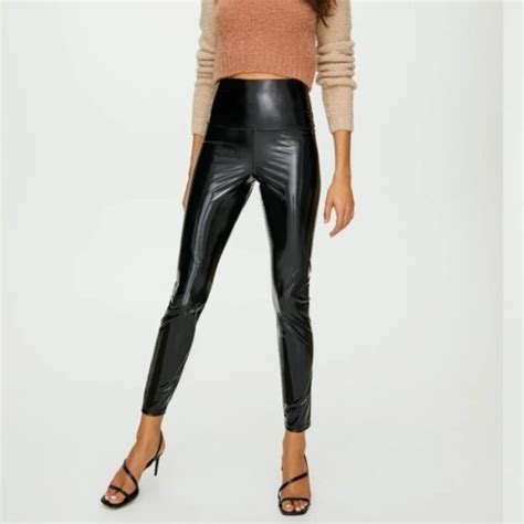 Wilfred Pants And Jumpsuits Aritzia Wilfred Daria Shiney Black Faux