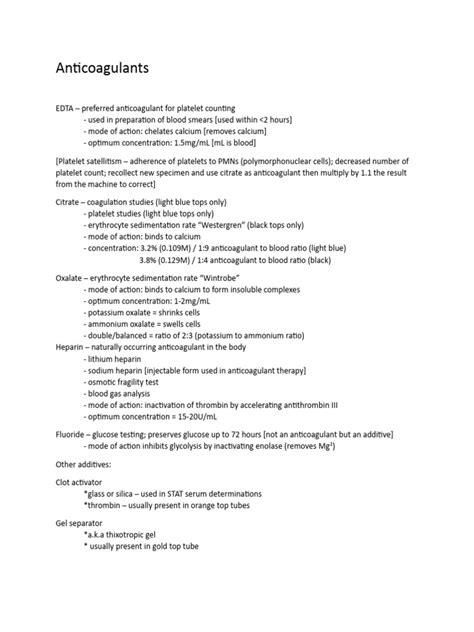 Anticoagulants Pdf