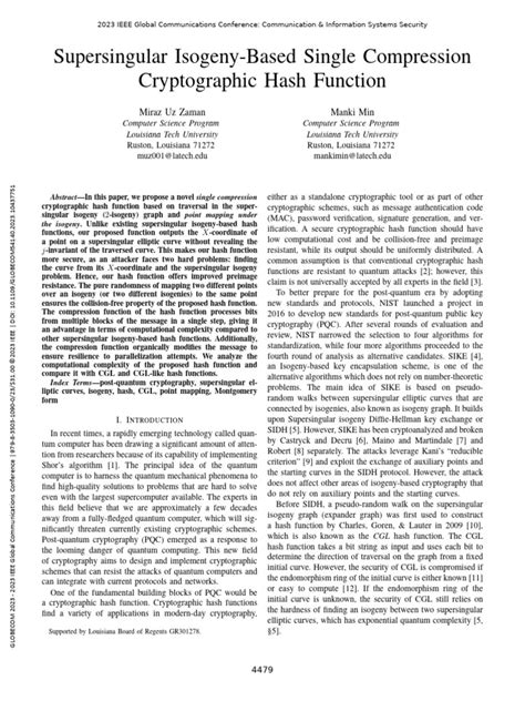 Supersingular Isogeny Based Single Compression Cryptographic Hash