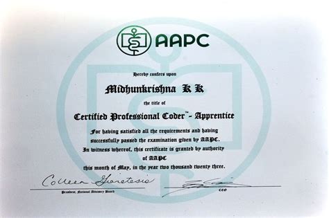 Aapc Cpccertified Medicalcoding Midhun Krishna K K