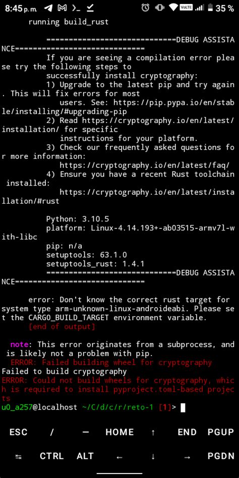 I Have Problems Installing Cryptography In Termux Rtermux
