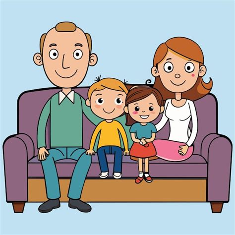 Una Familia Se Sienta En Un Sofá Con Una Familia En él Vector Premium