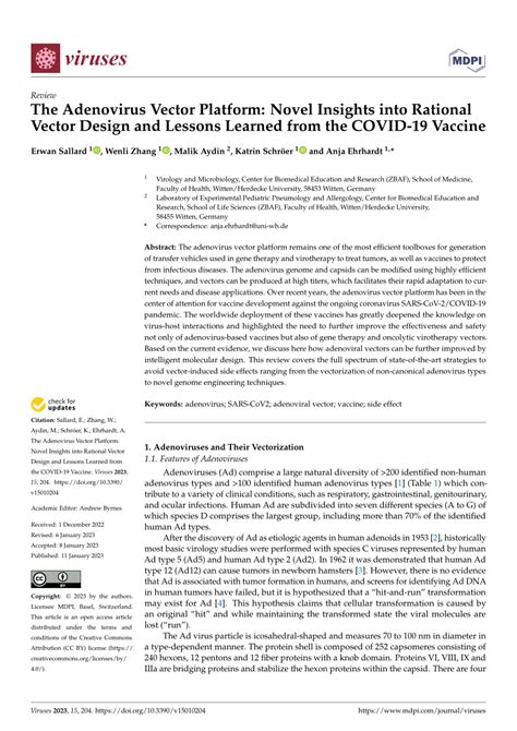 pdf the adenovirus vector platform novel insights into rational