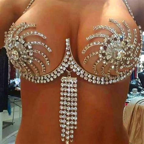 Calishadow Jewelry Rhinestone Chest Bracket Tassel Bra Chain