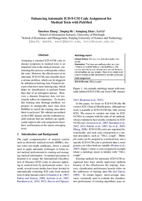 pdf enhancing automatic icd 9 cm code assignment for medical texts with pubmed