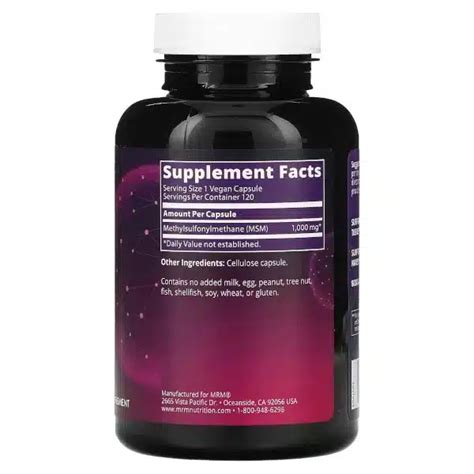 MRM Nutrition MSM 1000mg, 120 Vegan Caps - Good Life Nutrition House