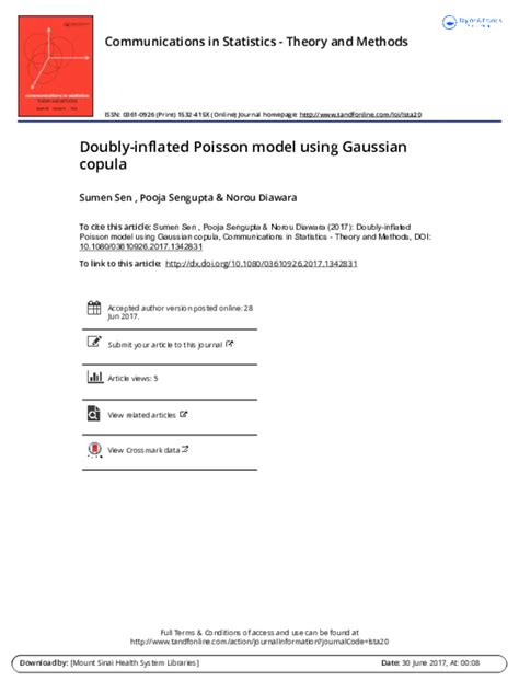 Pdf Doubly Inflated Poisson Model Using Gaussian Copula