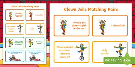 Clown Joke Matching Pairs Teacher Made Twinkl