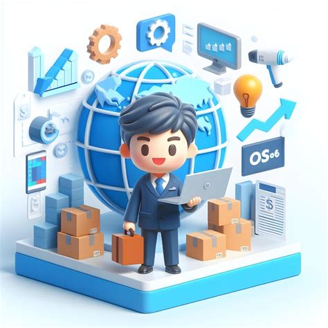 Premium Photo D Flat Cute Chibi Icon For Import Export Specialist
