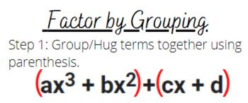 Factor By Grouping Factoring Four Term Polynomials Printable Babe Handout