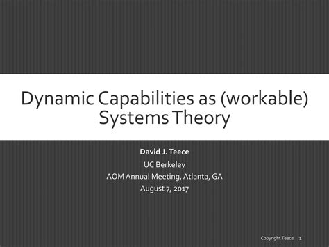 Dynamic Capabilities As Workable Systems Theory Ppt
