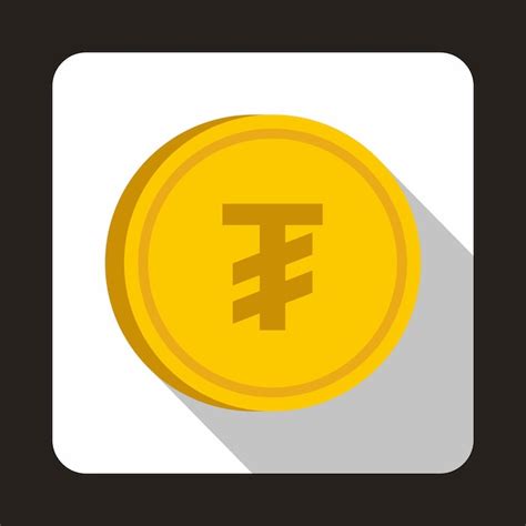 Premium Vector Coin Tugrik Icon In Flat Style With Long Shadow