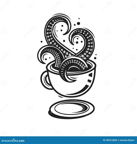 Octopus Tentacles Reaching Upwards Hand Drawn Sketch Style Drawing