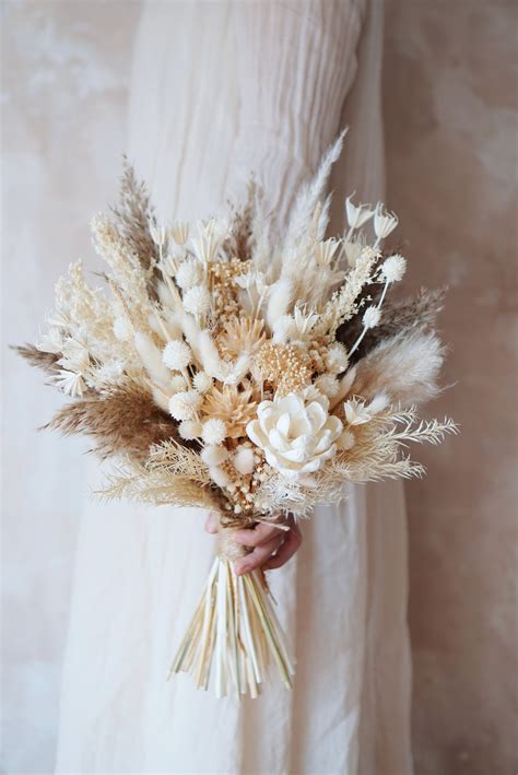 Bridal Bouquet Pampas Grass Boho Wedding Bouquet Bridesmaid Etsy