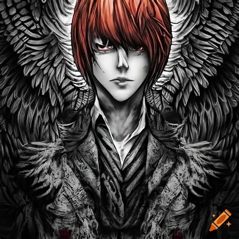 Intricate Illustration Inspired By Death Note Light Yagami With Wings