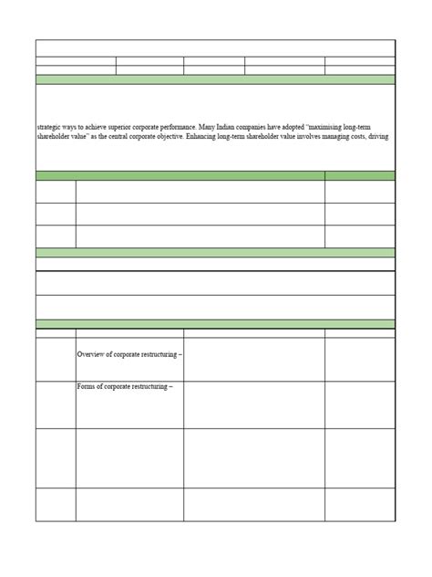 Corporate Restructuring Strategy Pdf Mergers And Acquisitions