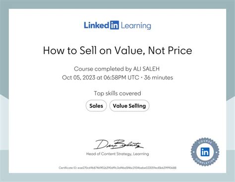 Ali Saleh On Linkedin Certificate Of Completion