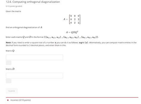 solved 12 6 computing orthogonal diagonalization 0 10